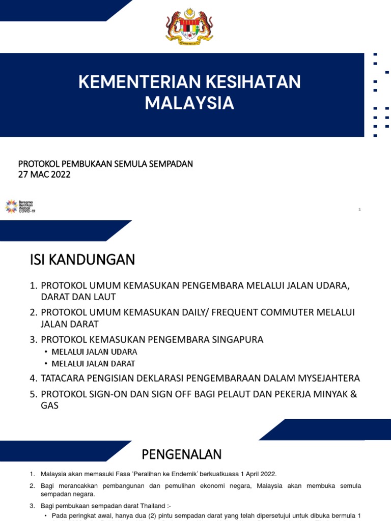 Protokol Kemasukan Pengembara Bermula 1 April 2022 | PDF