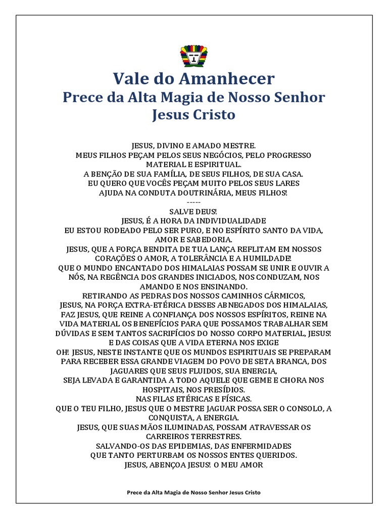 Prece Da Alta Magia de Nosso Senhor Jesus Cristo | PDF | Jesus | Amor