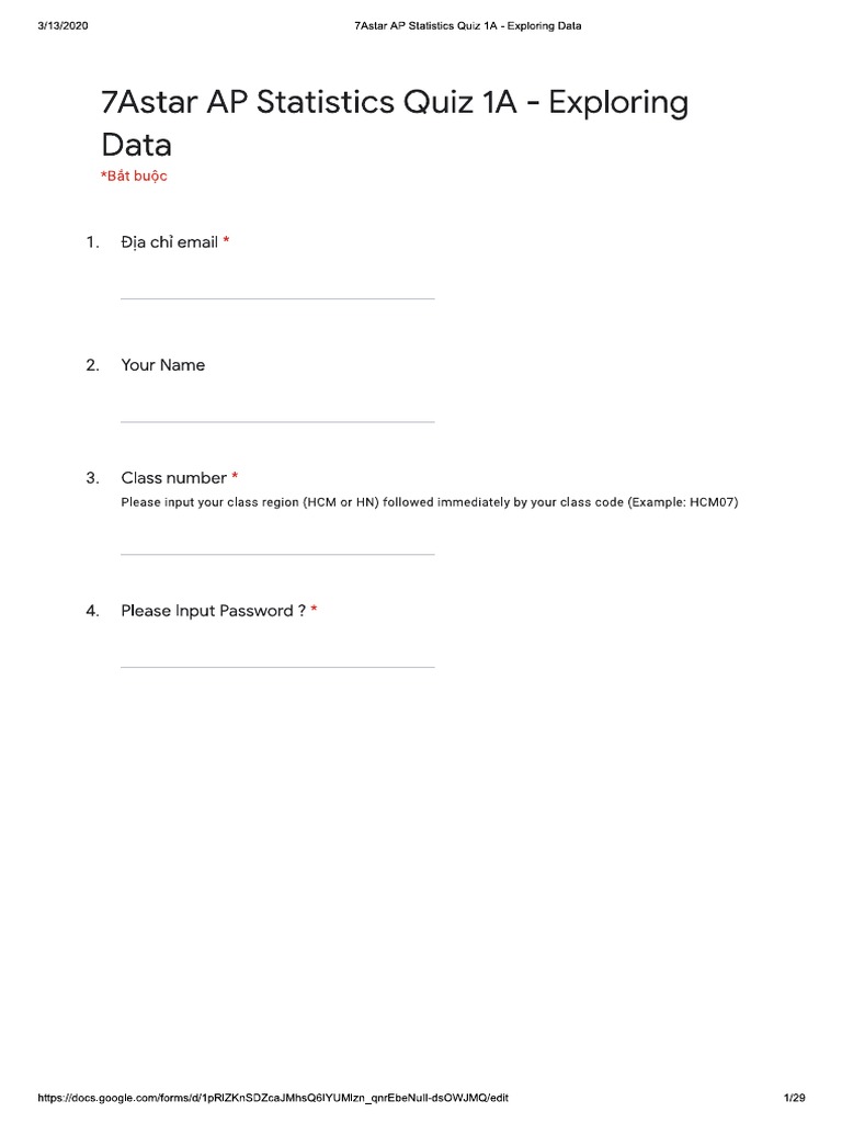 AP Stats Quiz 1A | PDF