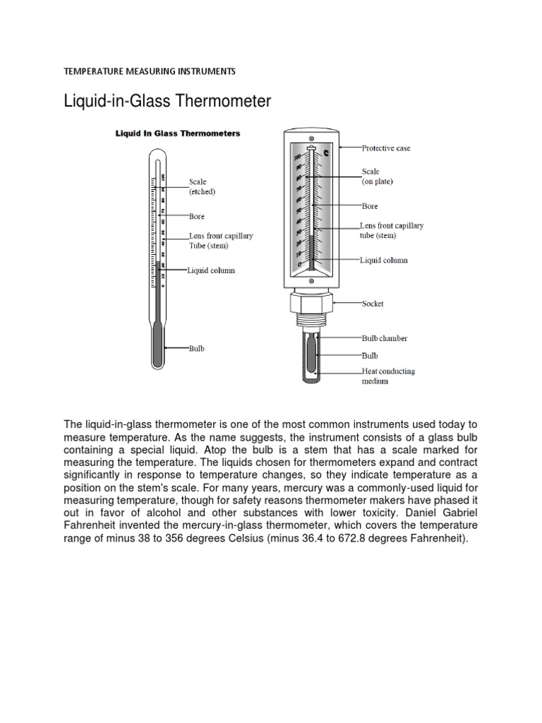 Temperature Measuring Instruments Explained | PDF | Thermometer ...