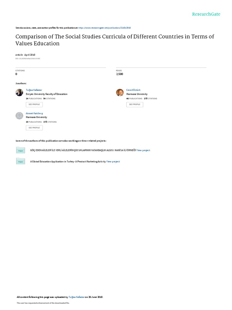 Comparison of The Social Studies Curricula of Different Countries ...