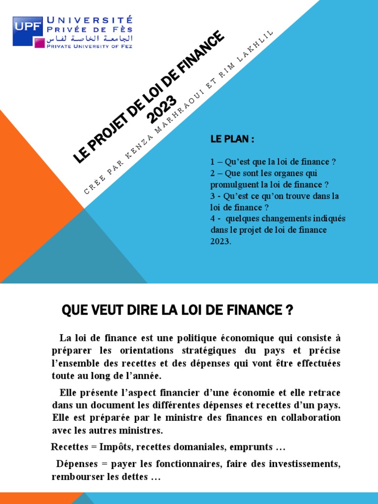 La loi de finance presentation | PDF | Loi | Impôts