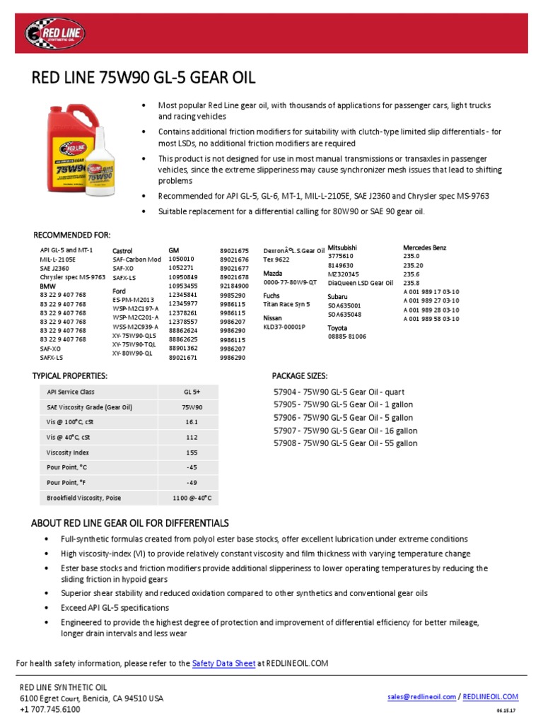 75W90 Go Prod Info | PDF | Vehicle Technology | Car