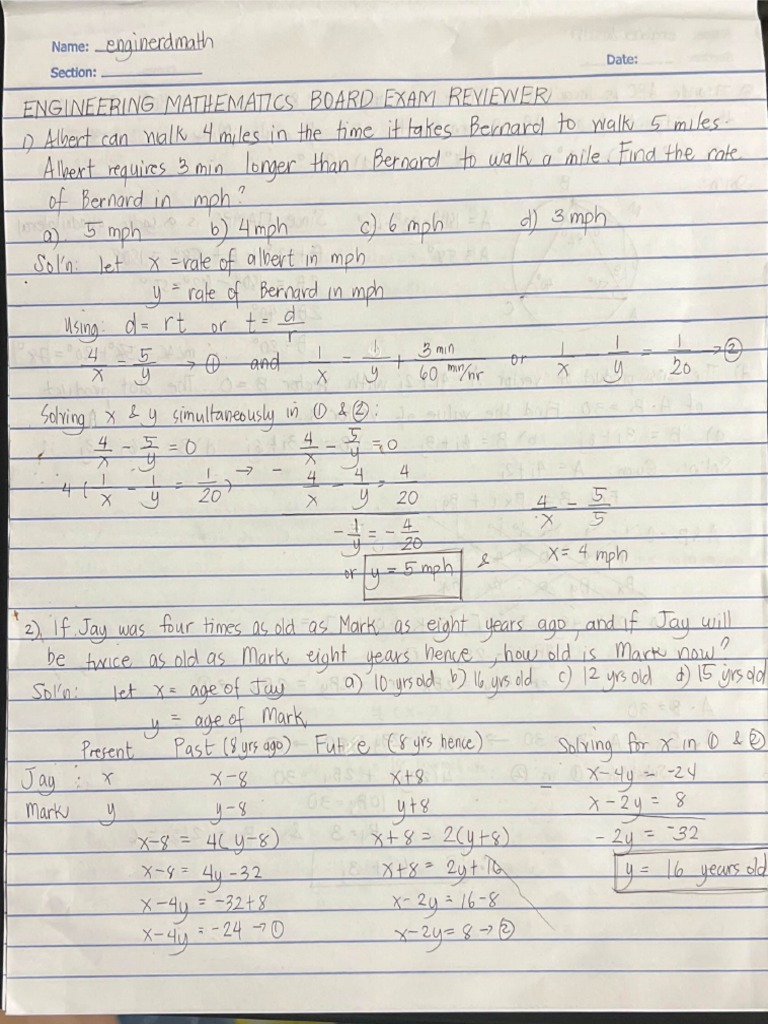 Engineering Mathematics Board Exam Reviewer 4 | PDF