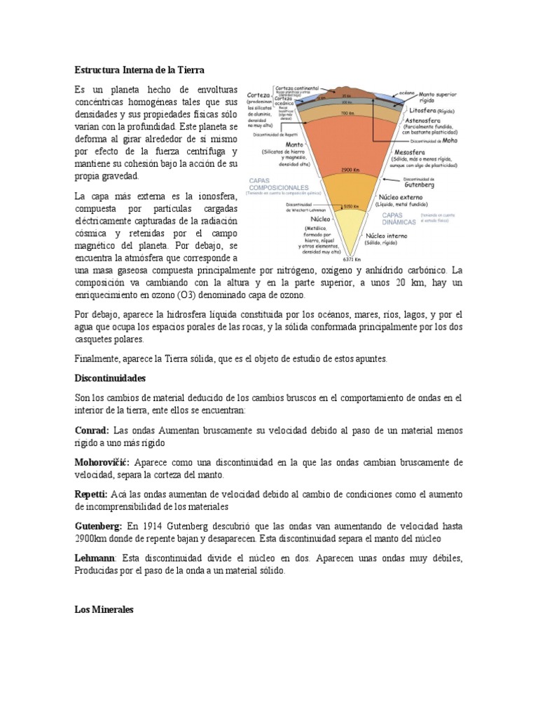 Estructura Interna de La Tierra | PDF | Minerales | Roca (geología)