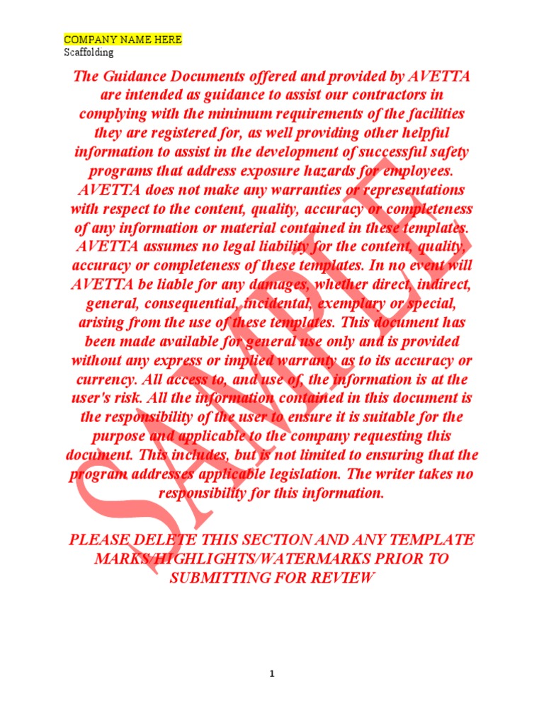 Sample | PDF | Scaffolding | Equipment