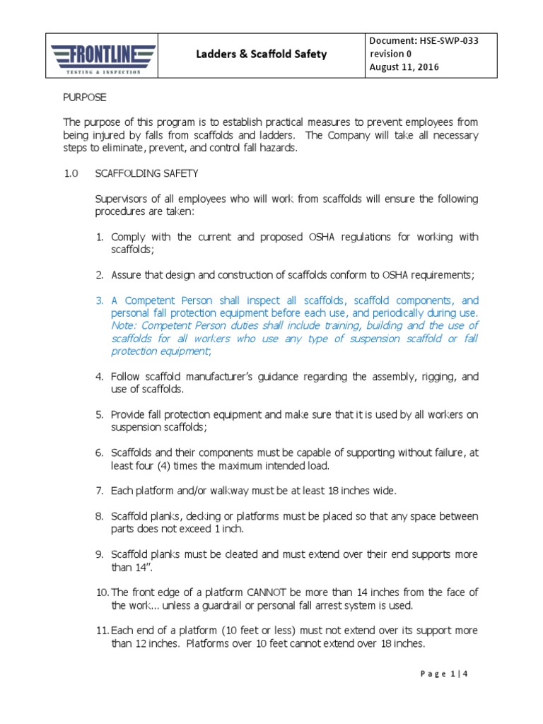 HSE SWP 033 Ladders Scaffold Safety | PDF | Scaffolding | Ladder