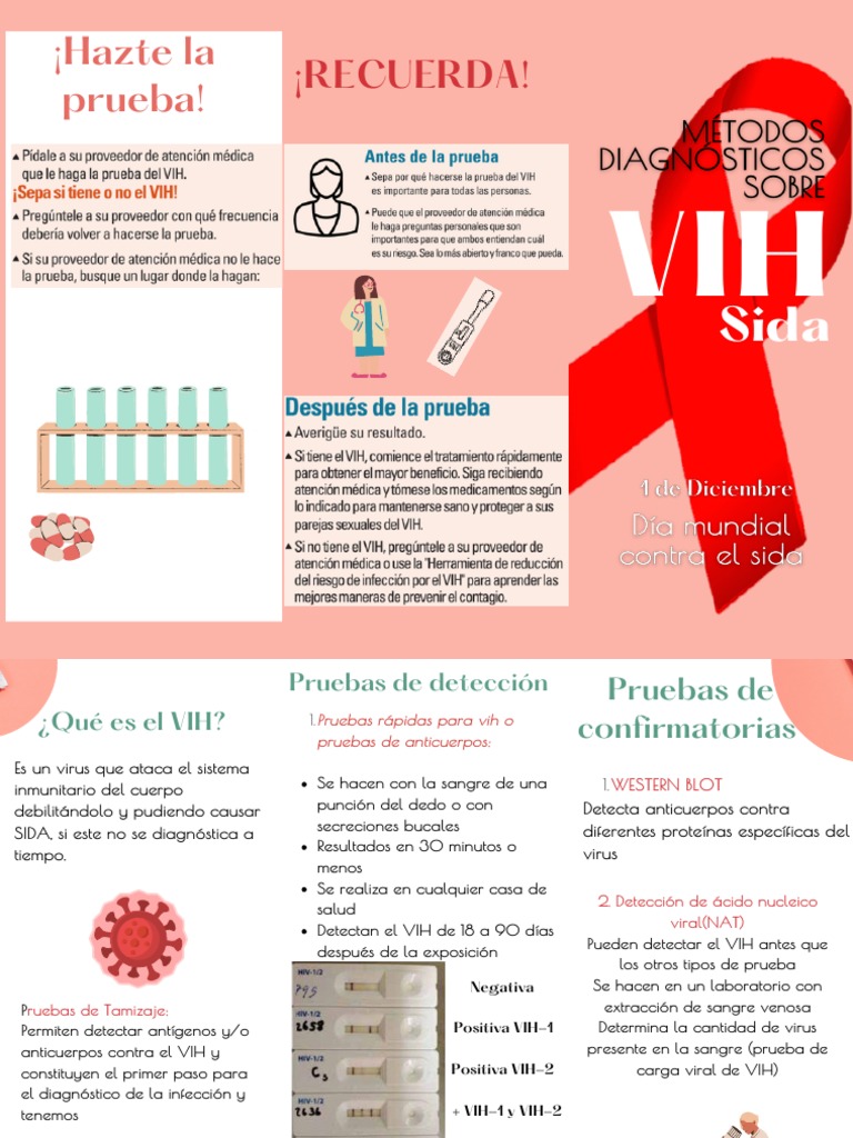 Folleto Tríptico Informativo Datos Sida Vih Sencillo Rosa Rojo Blanco | PDF | VIH | VIH / SIDA