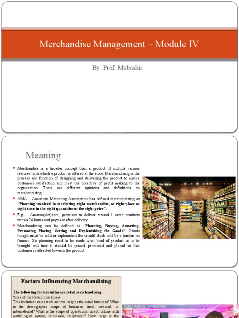 Merchandise Management - Module IV | PDF | Retail | Merchandising