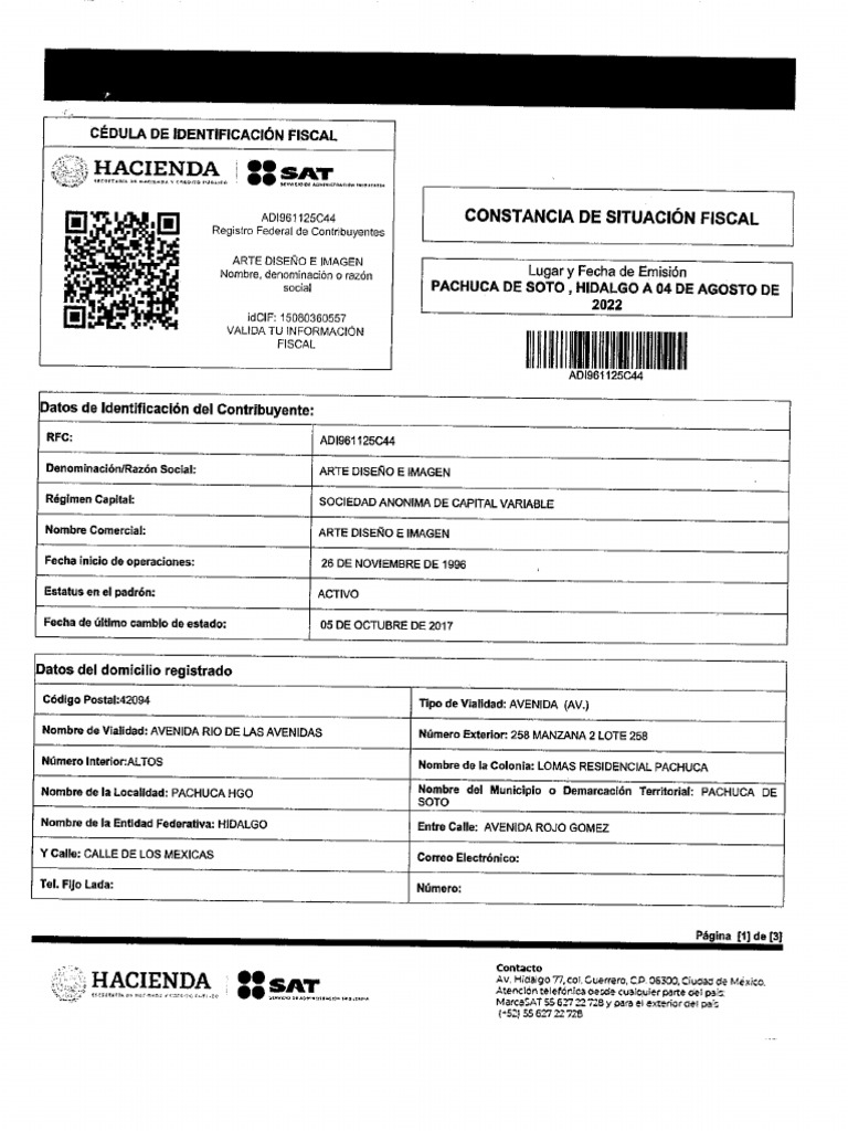 Constancia de Situacion Fiscal | PDF