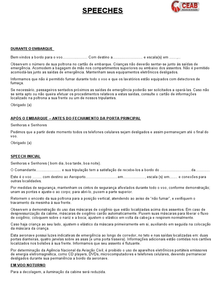 MODELO Speech PT | PDF | Aeroporto | Aeronave