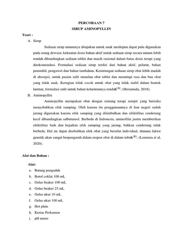 Formulasi Sirup Aminophylline untuk Anak | PDF