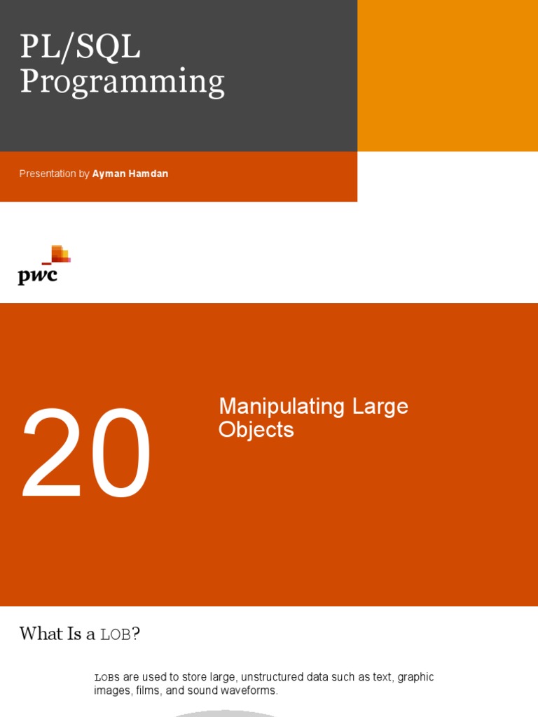 17 Manipulating Large Objects | PDF | Pl/Sql | Filename