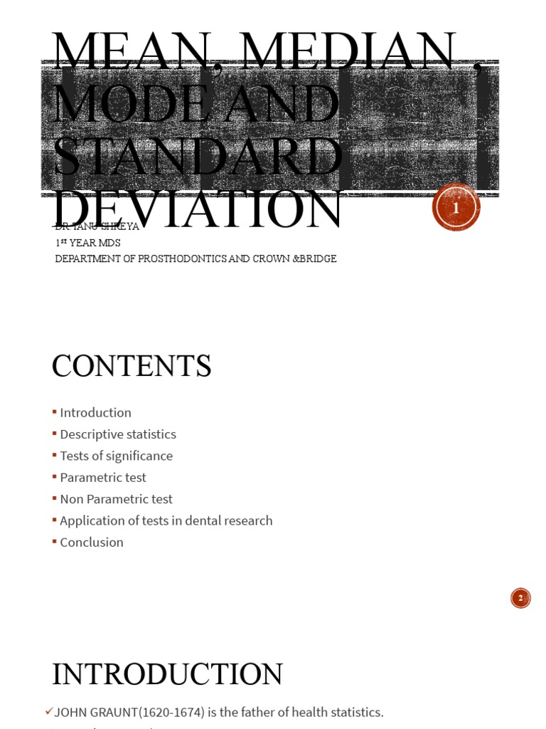 Mean, Median, Mode and Standard Deviation | PDF | Standard Deviation | Mean