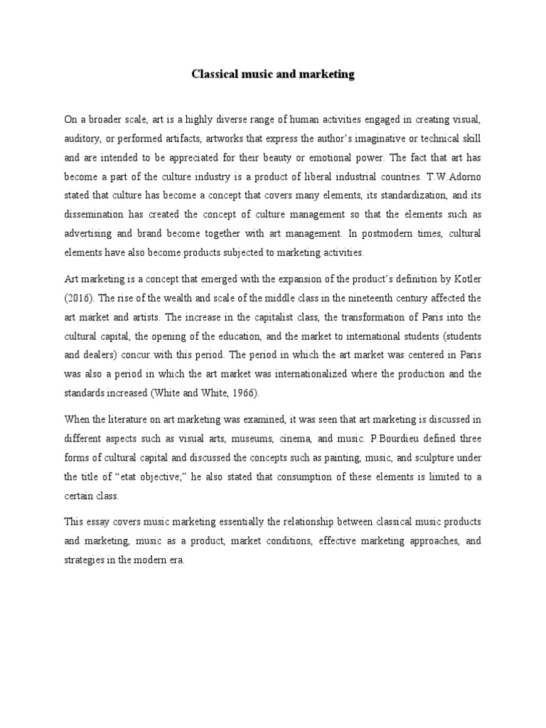 Zoljargal Essay Classical Music and Marketing | PDF | Marketing ...