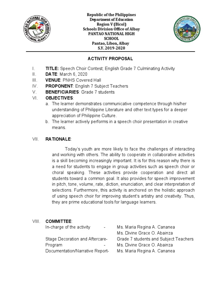 Culminating Activity Activity Proposal | PDF | Linguistics | Human Communication