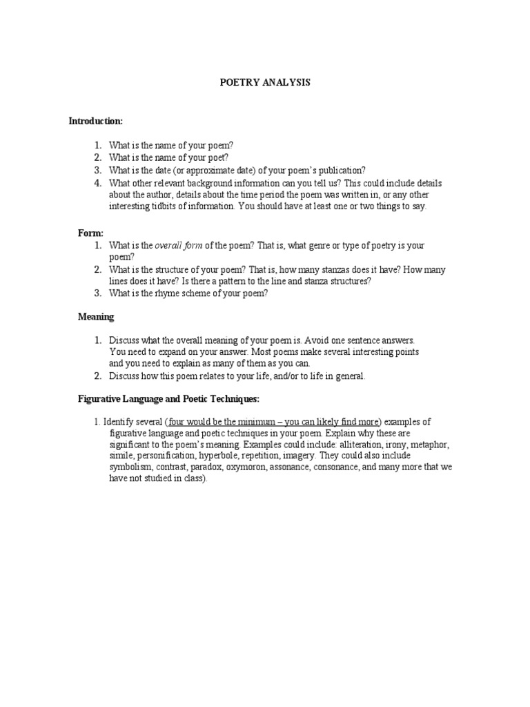 Poetry Analysis Template - BSEE 35 | PDF | Poetry | Poetic Devices