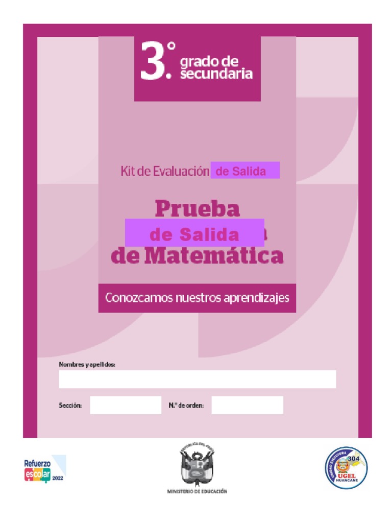 Prueba - Salida - 3º Grado - Matemática - Re | PDF | Kilogramo