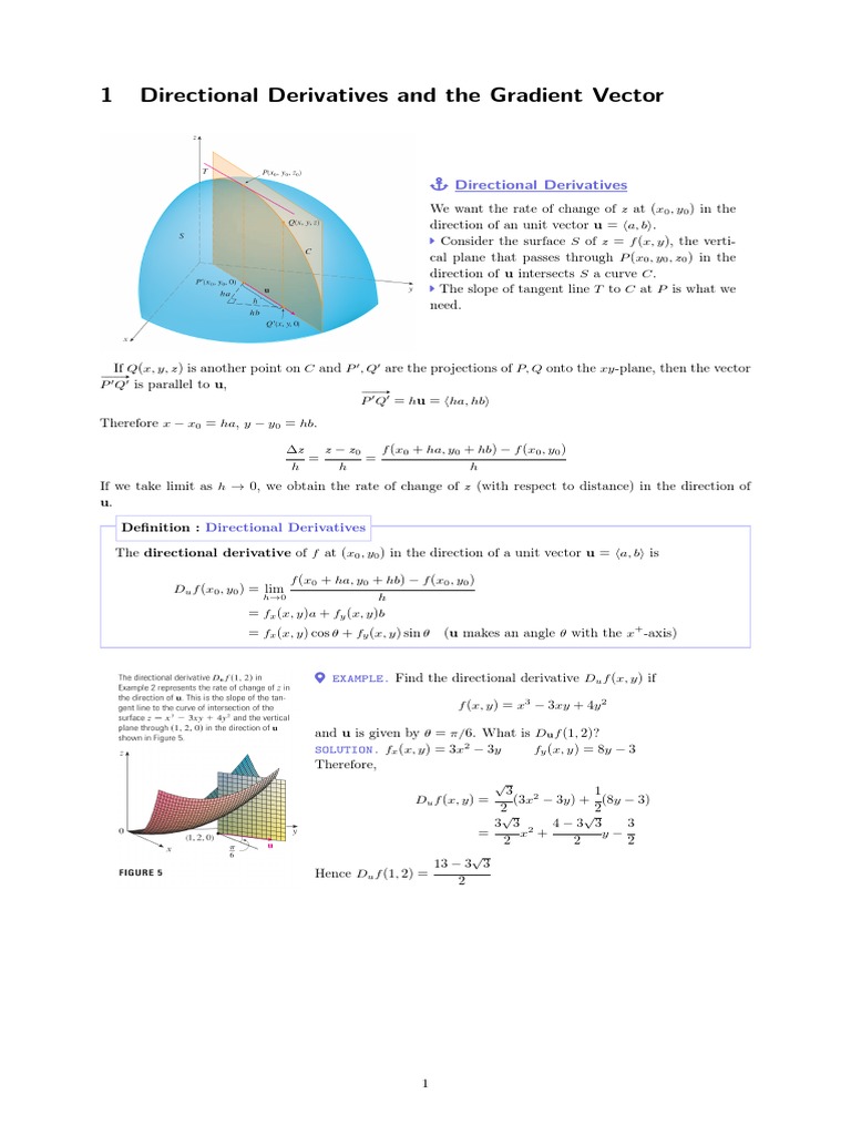 1 Directional Derivatives and The Gradient Vector | PDF | Maxima And Minima | Derivative