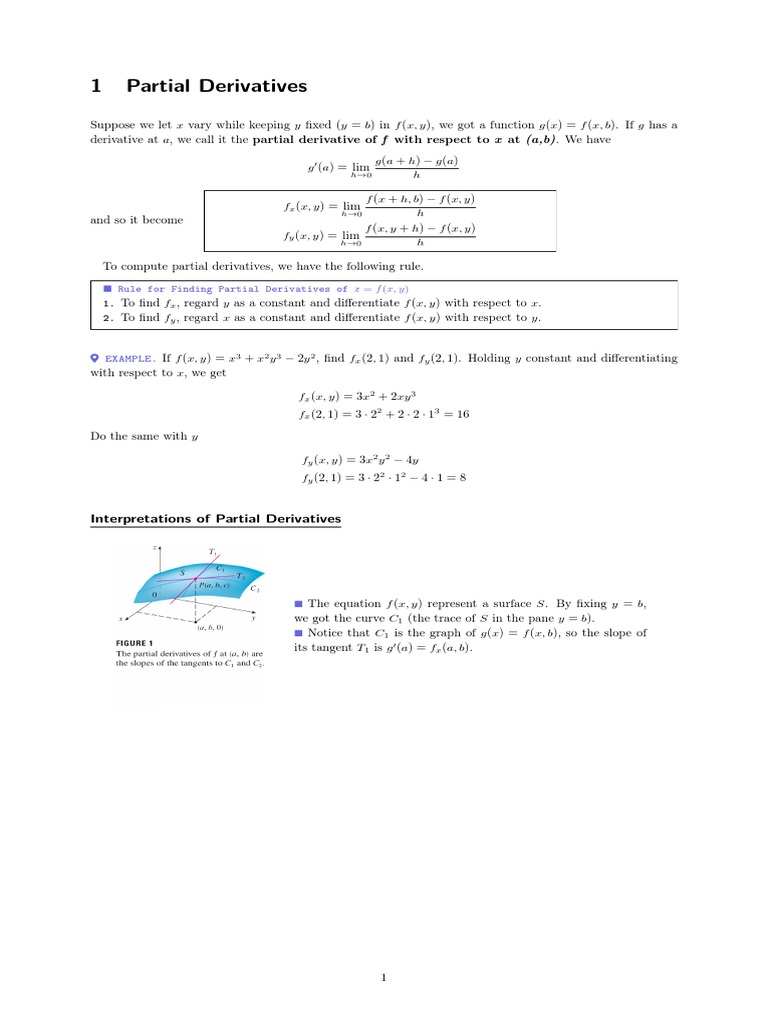 Interpretations of Partial Derivatives | PDF | Tangent | Derivative