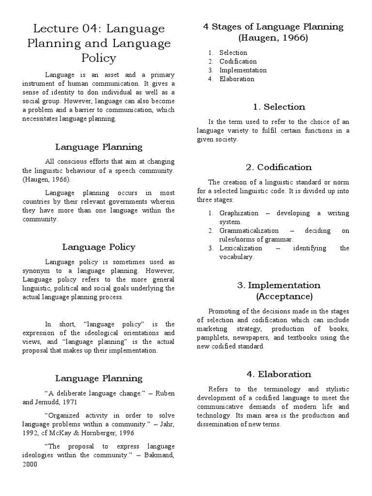 Lecture in GEd 201 - Lesson 4 Language Planning and Language Policy ...