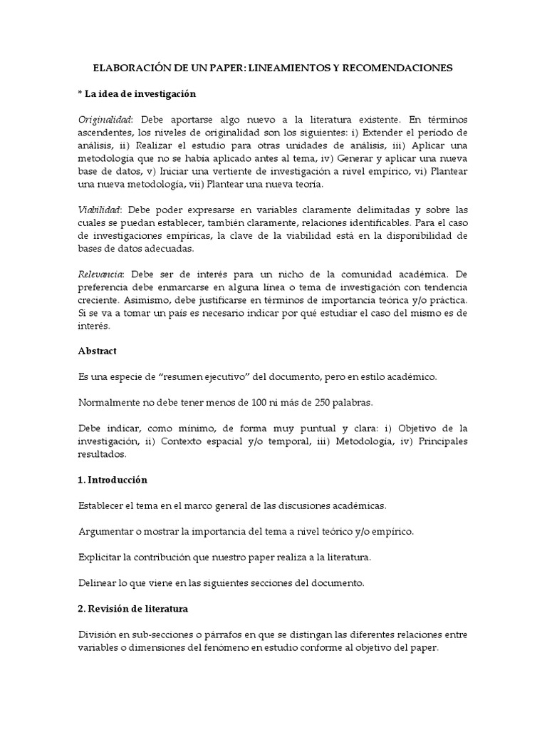 Guía para Elaborar un Paper Académico | PDF | Estadísticas | Análisis ...