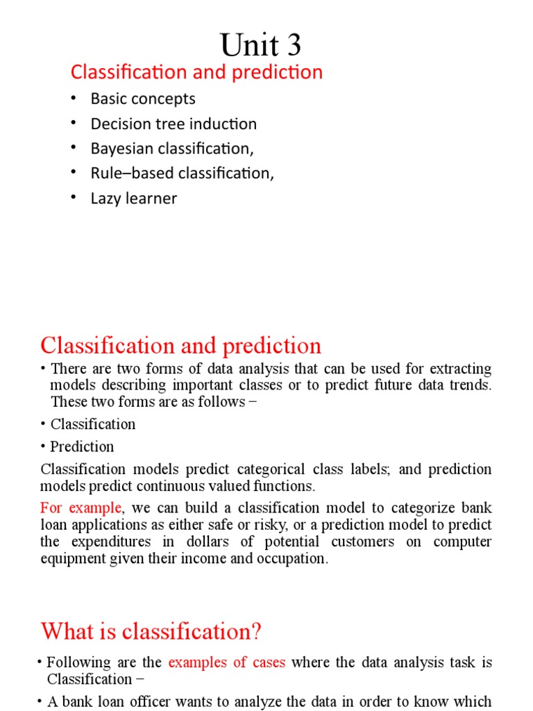 Data Mining Unit 3 | PDF | Statistical Classification | Learning