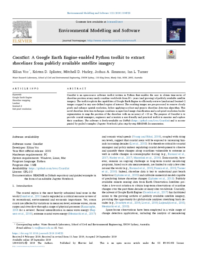 CoastSat A Google Earth Engine-Enabled | PDF | Tide | Satellite Imagery