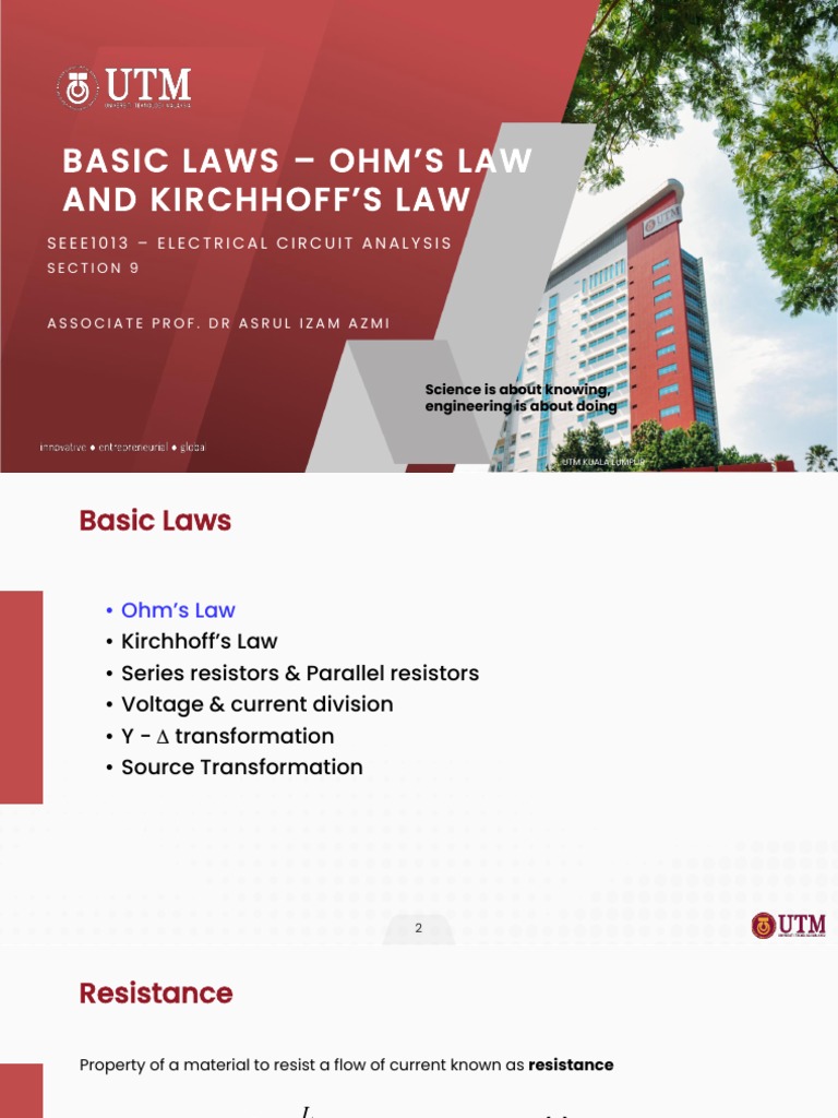 Basic Laws - Ohms Law and Kirchhoff | PDF | Electrical Resistance And ...