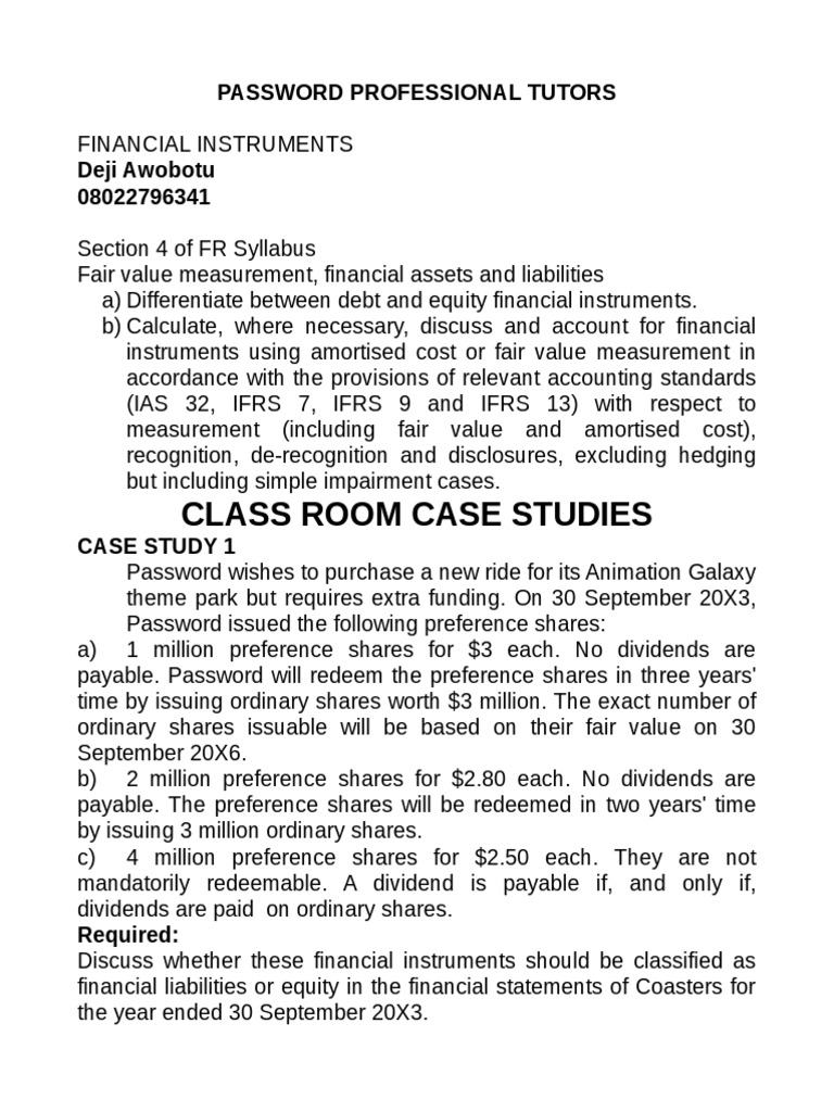 Financial Instruments Case Studies Analysis | PDF | Bonds (Finance ...