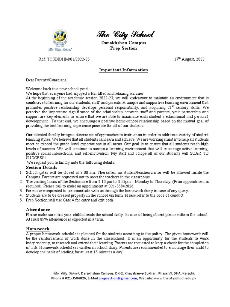 City School | PDF | Test (Assessment) | Homework