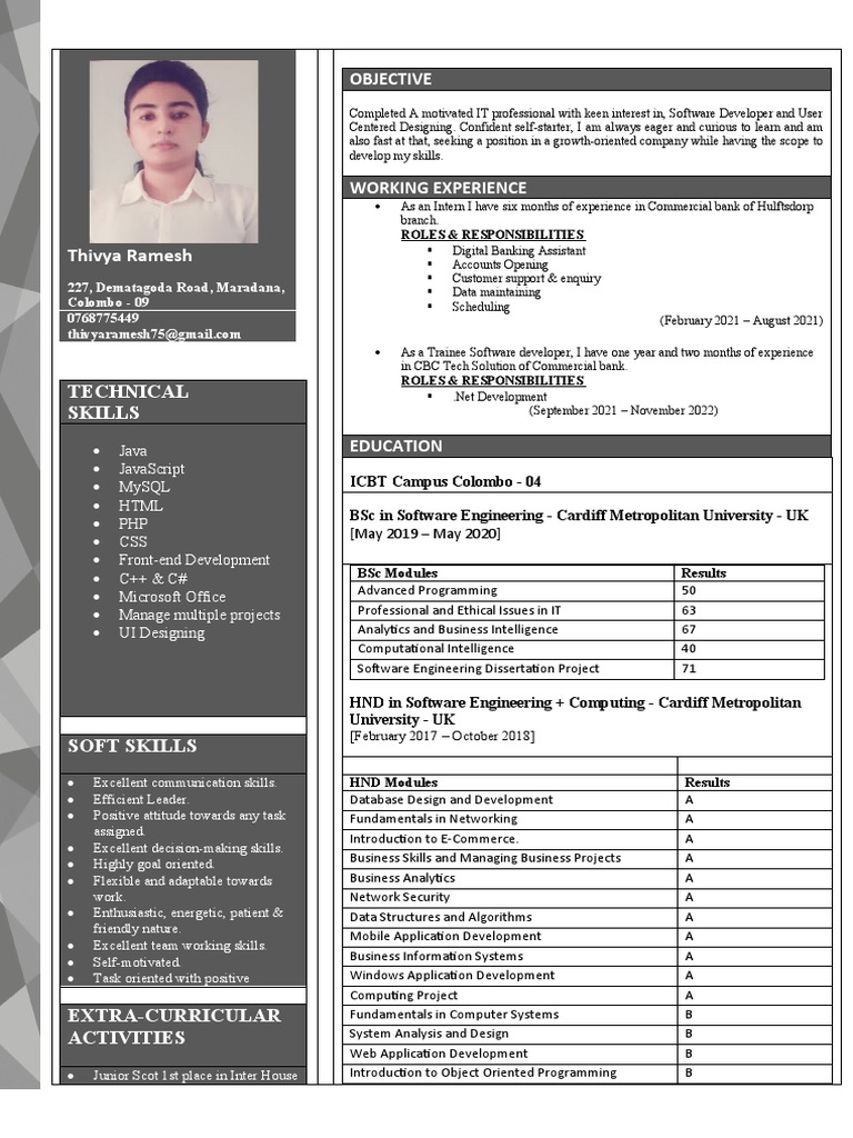 Thivya Ramesh Resume | PDF | World Wide Web | Internet & Web