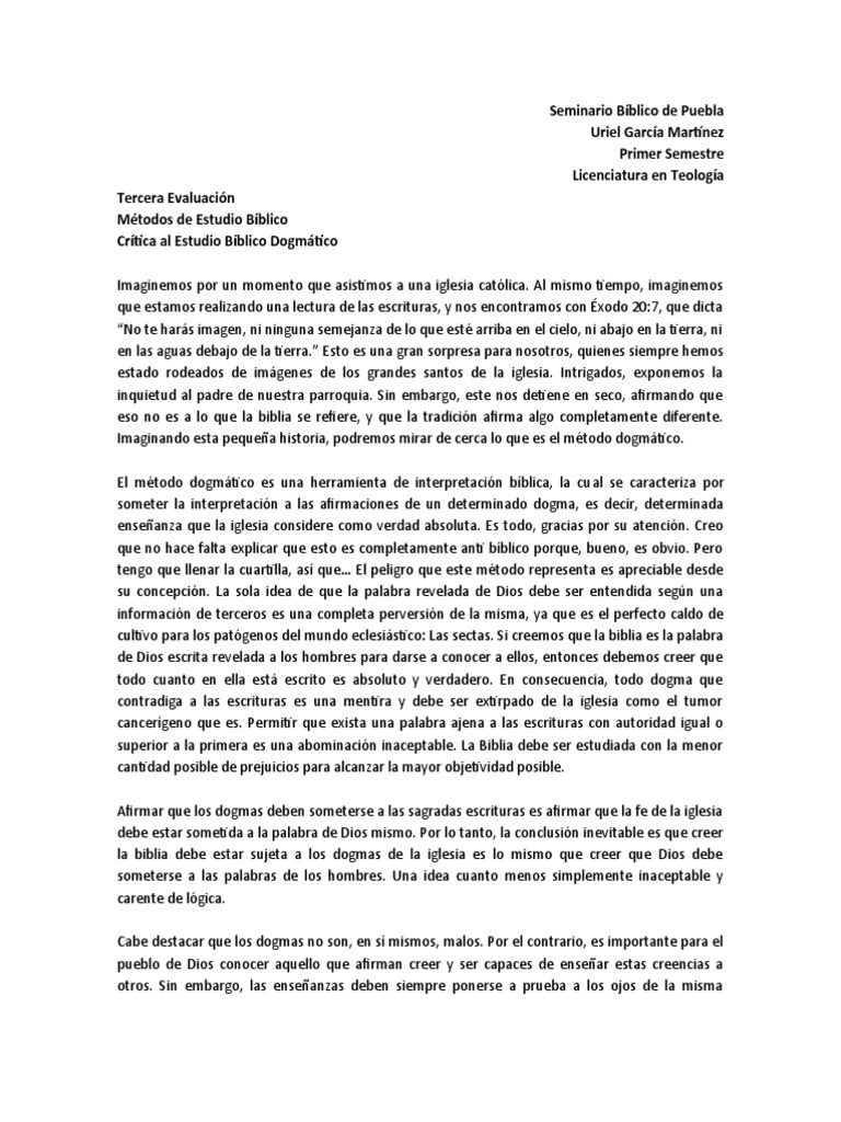 Crítica Al Estudio Bíblico Dogmático | PDF | Biblia | Dogma