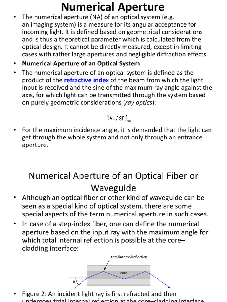 Numerical Aperture, Acceptance Angle | PDF | Optical Fiber | Optics