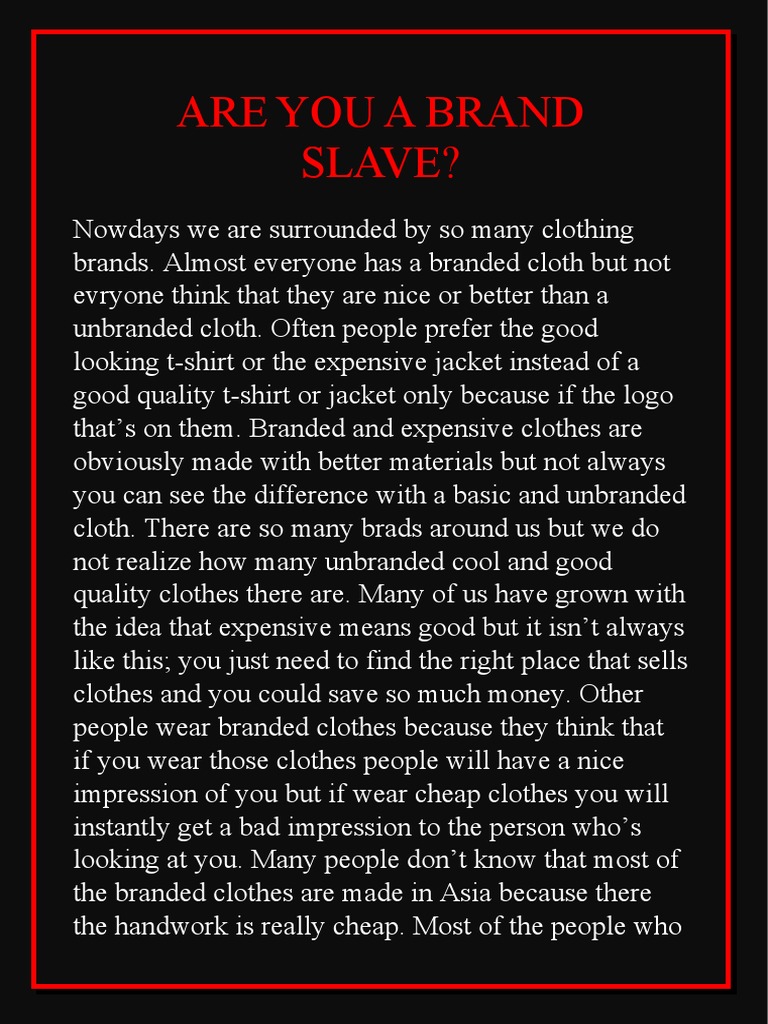 Are You A Brand Slave | PDF | Clothing