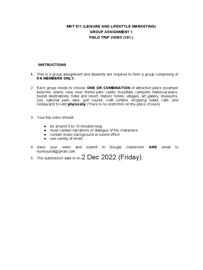 Field Trip Video Assignment Guidelines | PDF