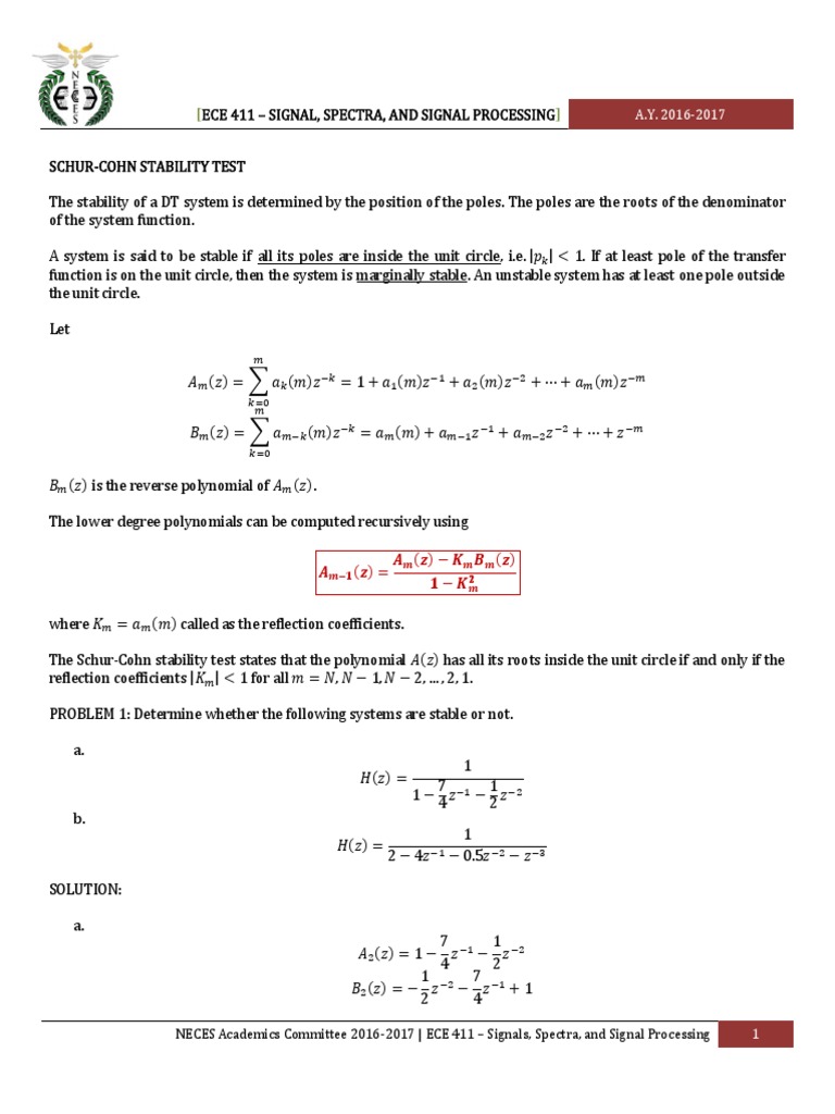 NECES ECE 411 Finals Reviewer AY 2016 2017 | PDF | Discrete Fourier ...