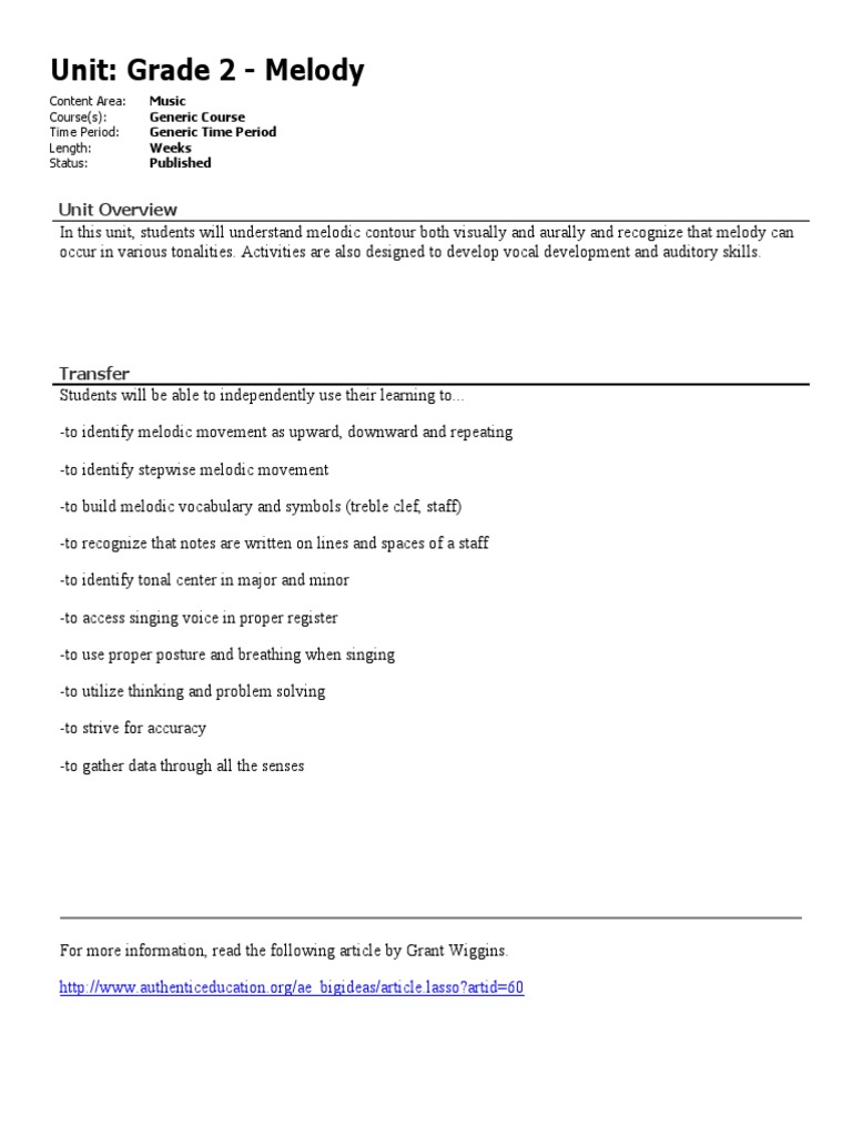 Unit - Unit - Grade 2 - Melody - 20221211084951 | PDF | Musical ...