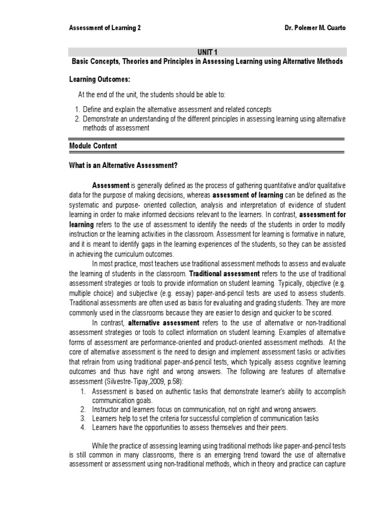 Module 1 Content | PDF | Educational Assessment | Learning