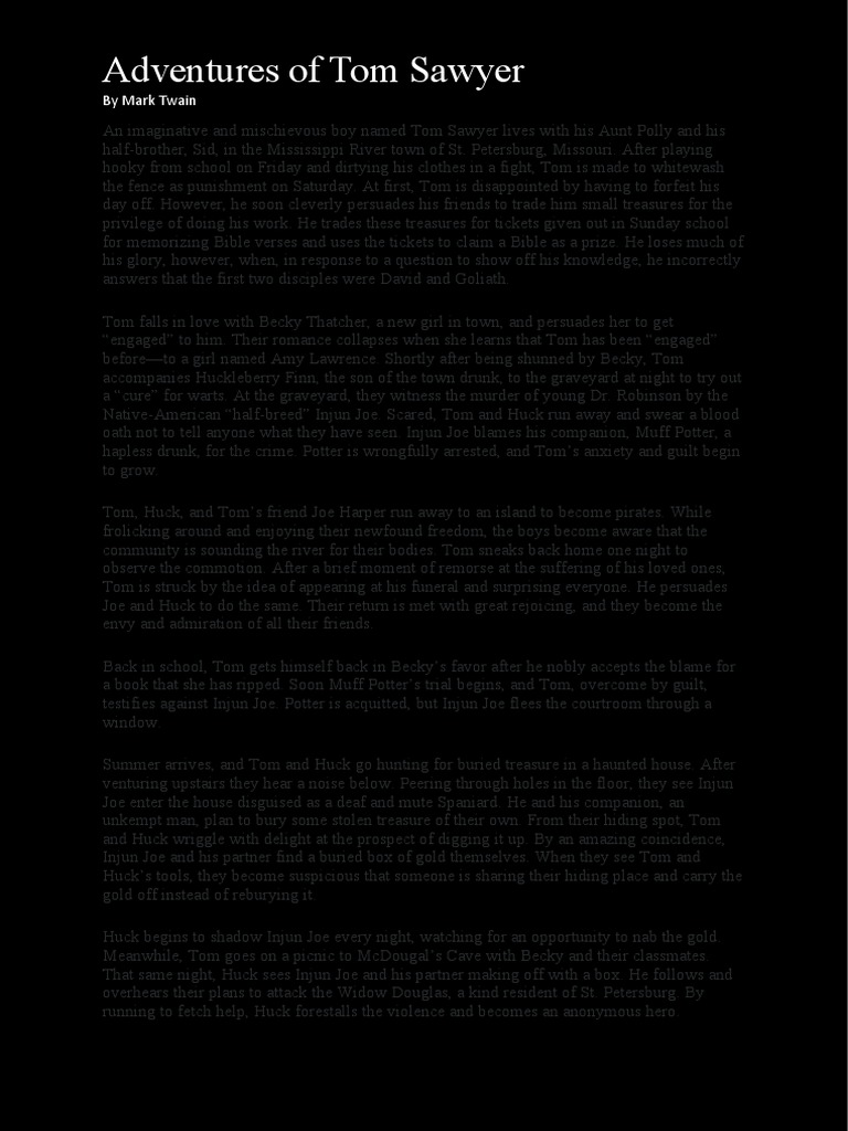 Project | PDF | The Adventures Of Tom Sawyer