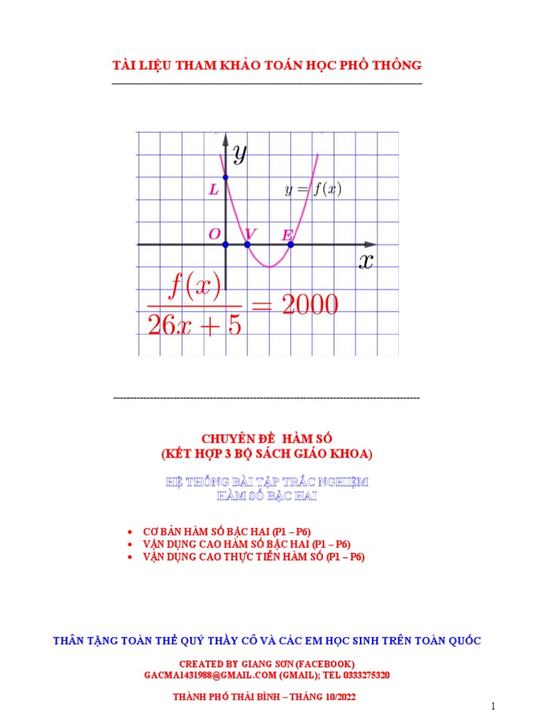 He Thong Bai Tap Trac Nghiem Ham So Bac Hai | PDF