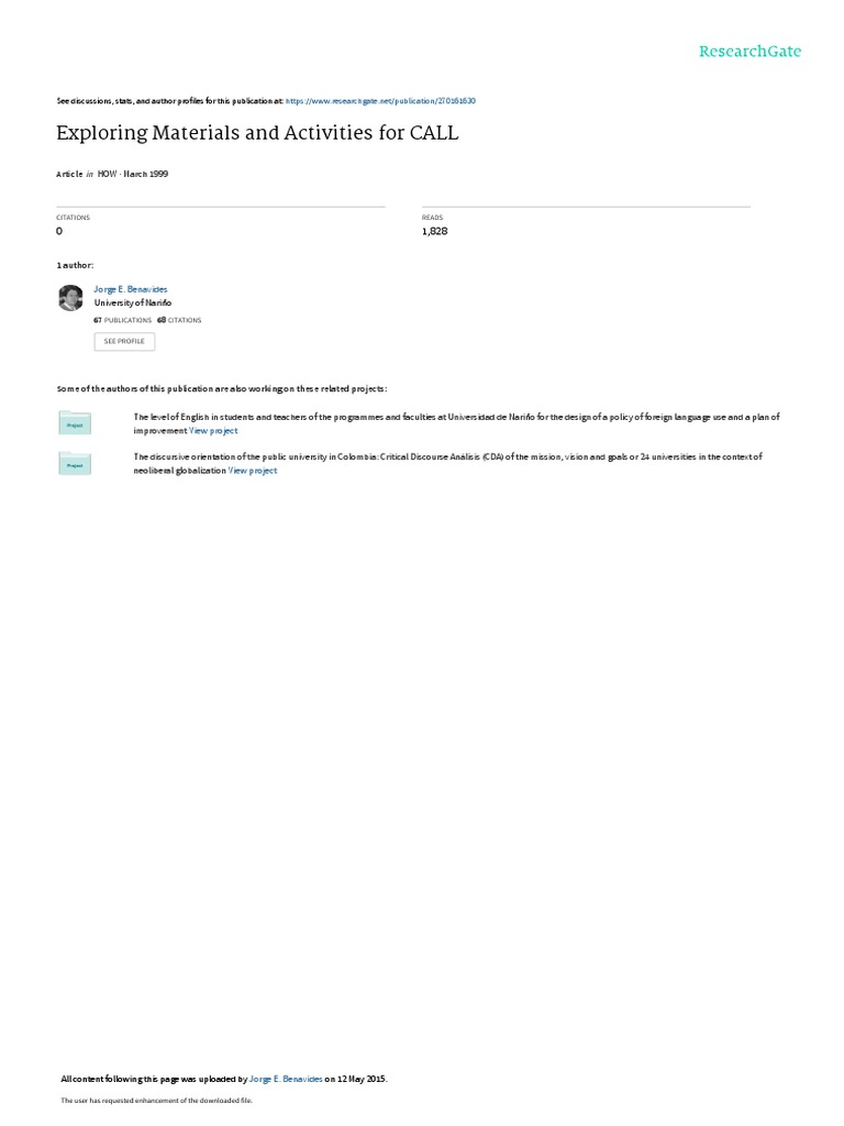 Exploring Materials Activities For Call | PDF | Multimedia | Learning