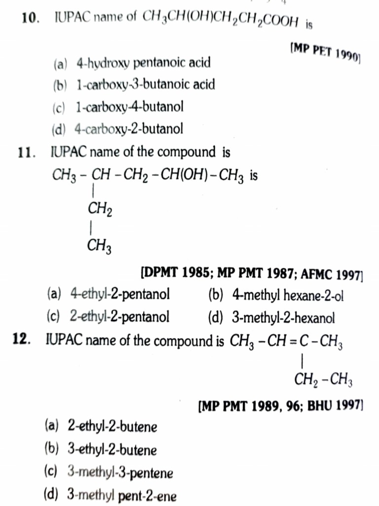 PYQ of Organic Nomenclature NEET 2022 | PDF | Carboxylic Acid | Organic ...