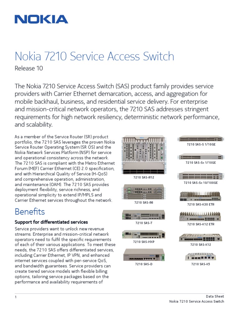 Nokia 7210 SAS R10 Data Sheet EN | PDF | Networking | Multiprotocol ...