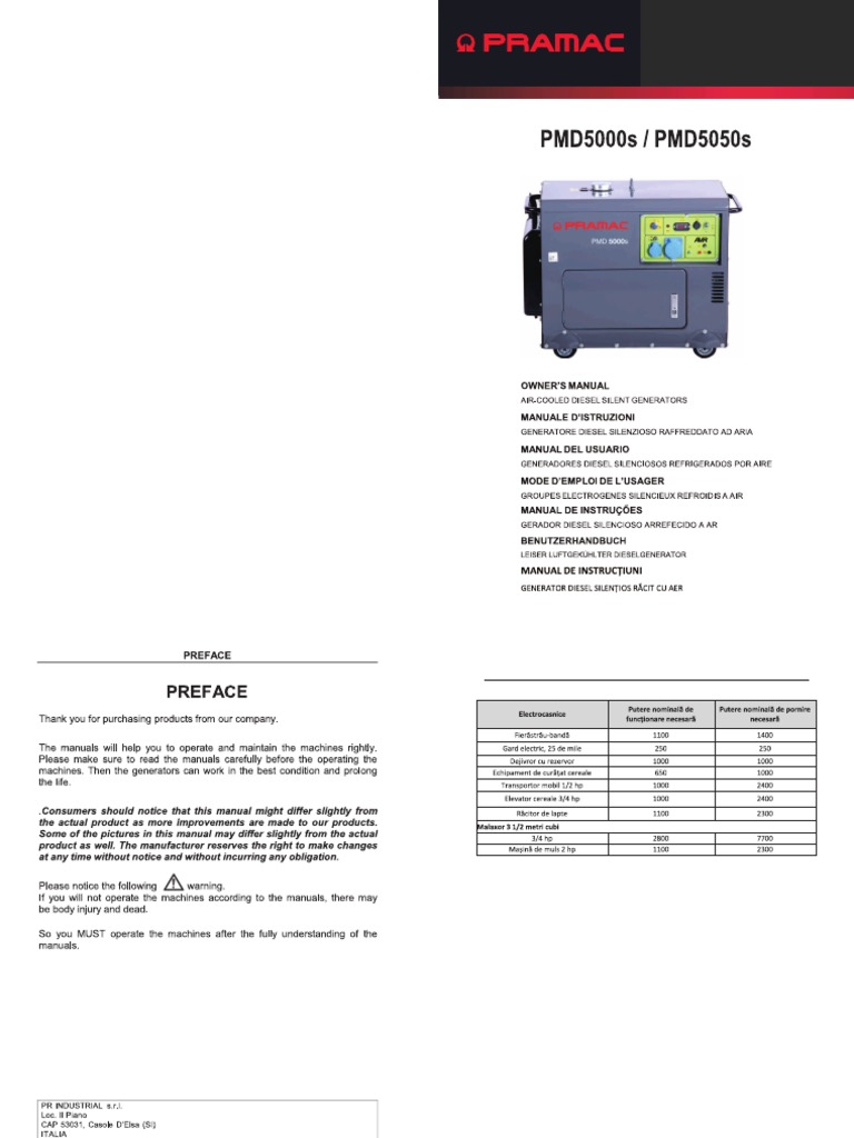 Manual PMD5000s PMD5050s Pramac Grey | PDF