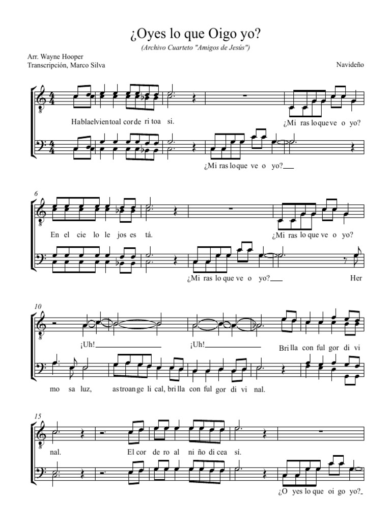 Oyes Lo Que Oigo Yo Partitura Completa Pdf