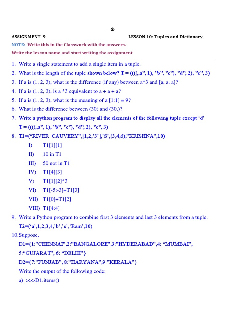 Tuples and Dictionaries Q A | Download Free PDF | Computer Programming | Software Development