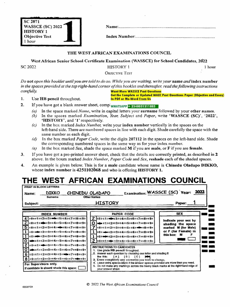 Free WASSCE History Past Questions PDF Download | PDF | Nigeria
