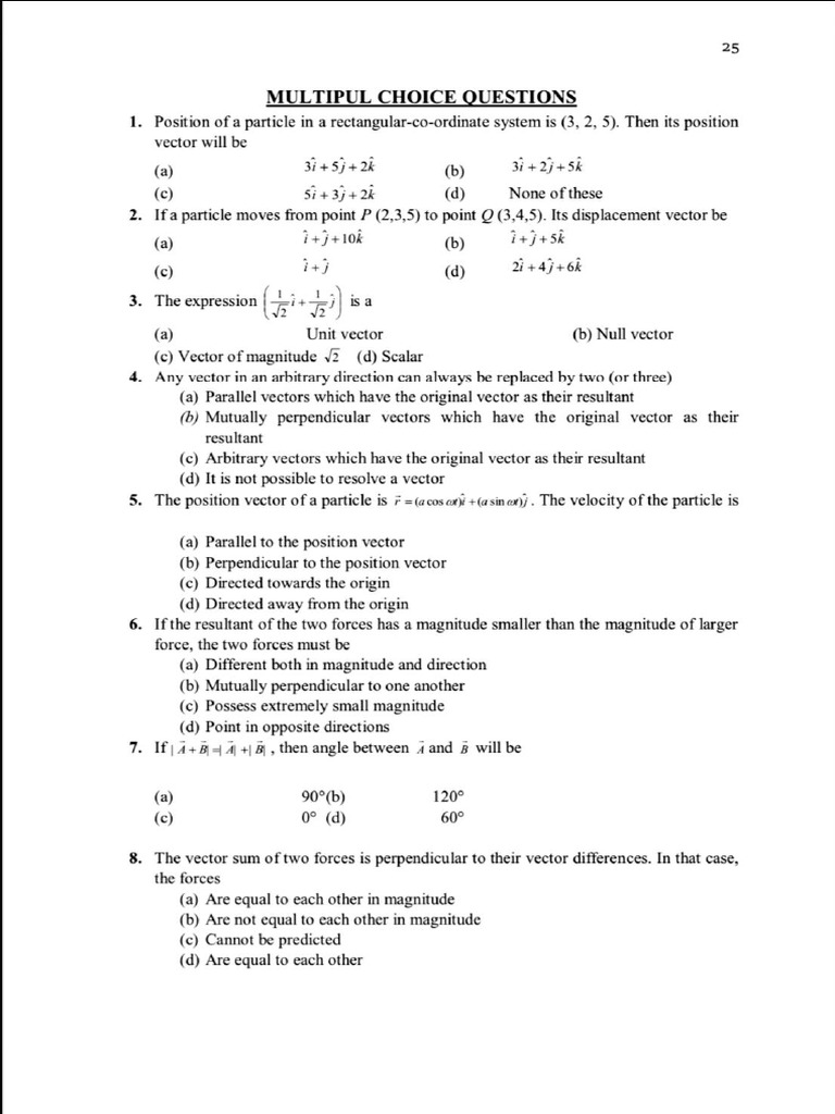 11-MCQ-AR-CB-Motion in A Plane | PDF