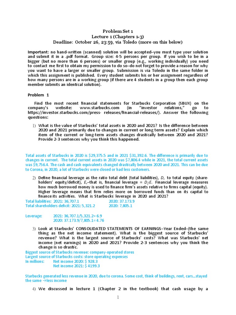 Starbucks Financial Analysis Assignment | PDF | Equity (Finance) | Leverage (Finance)